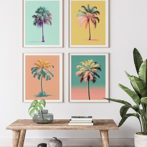 Palm Tree Poster Bundle Tropical Art Gradient Palm Tree Instant ...
