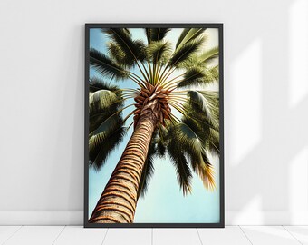 Palm Tree Poster Tropical Art Yellow Gradient Palm Tree Digital ...