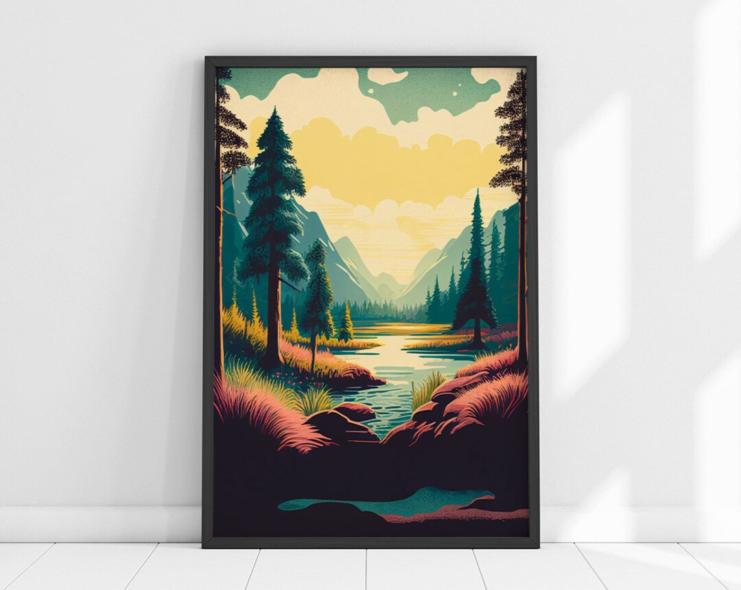 Forest Poster Art Landscape Digital Download Hiking Print Natural ...