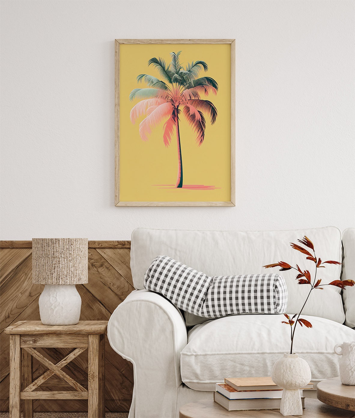 Palm Tree Poster Tropical Art Yellow Gradient Palm Tree Digital ...