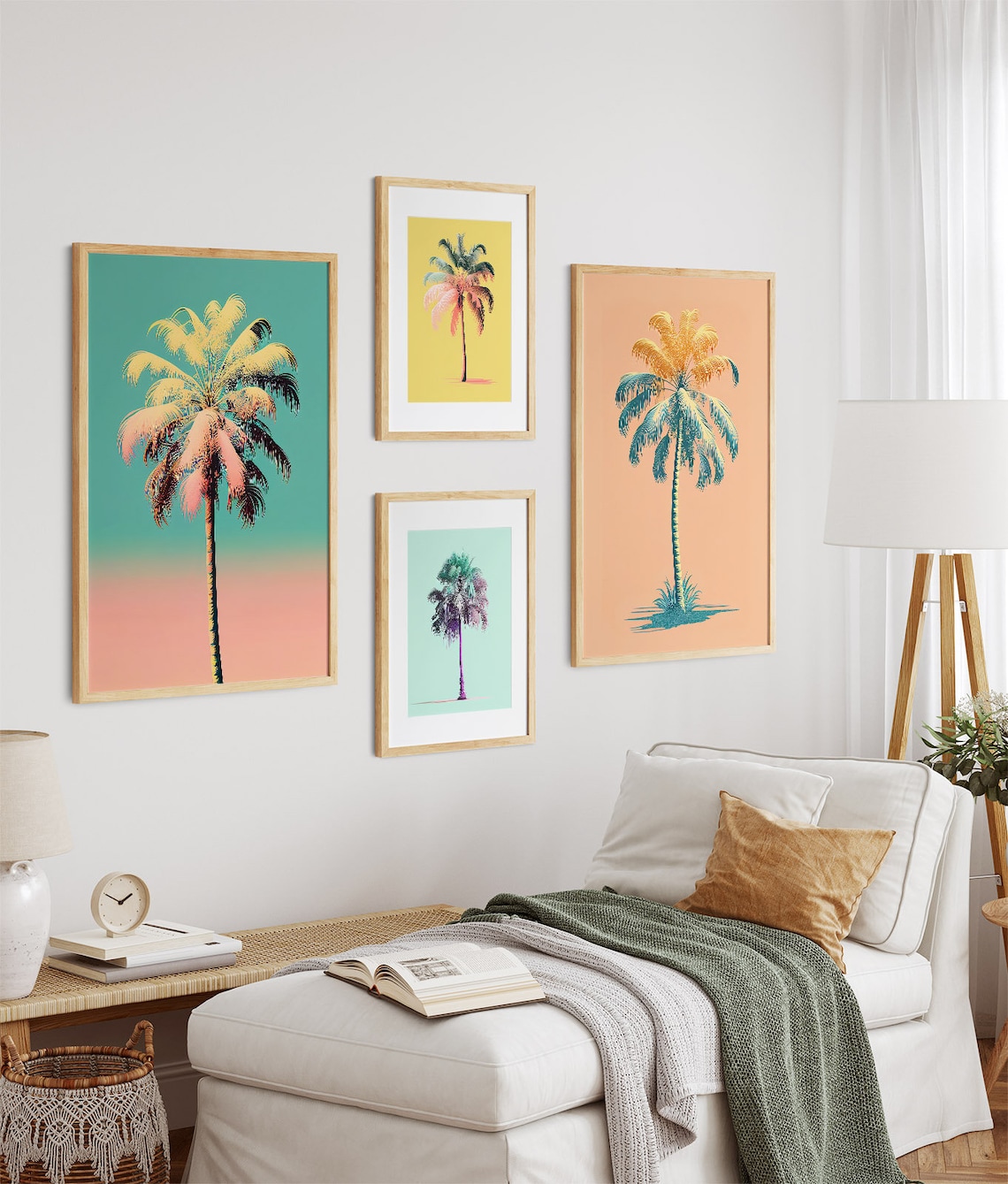 Palm Tree Poster Bundle Tropical Art Gradient Palm Tree Instant ...