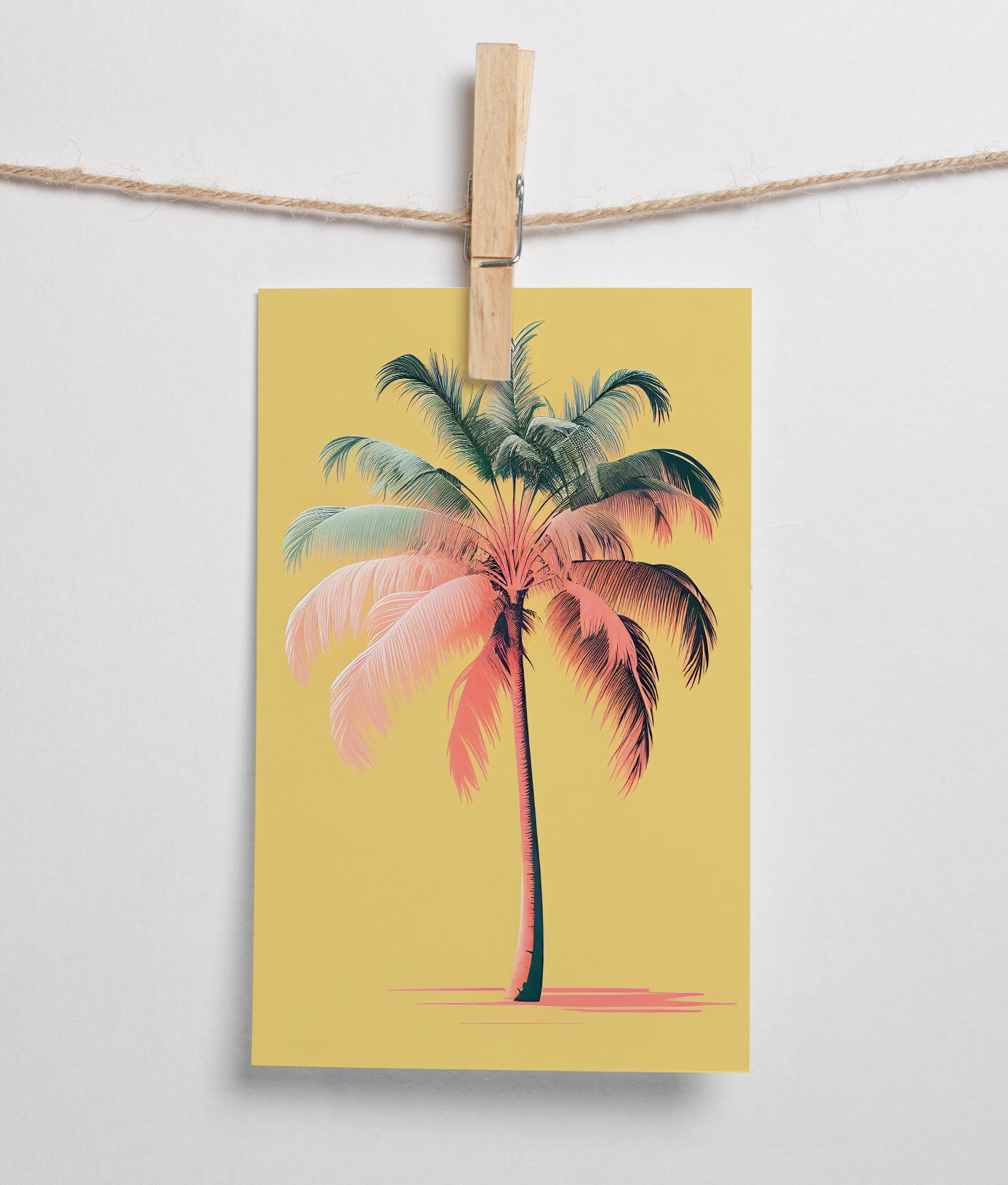 Palm Tree Poster Tropical Art Yellow Gradient Palm Tree Digital ...