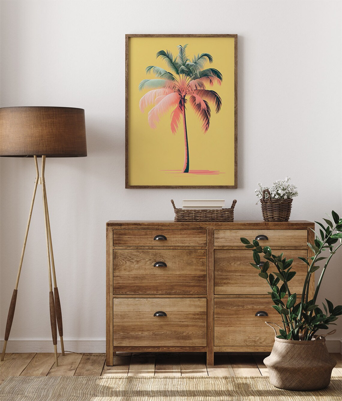 Palm Tree Poster Tropical Art Yellow Gradient Palm Tree Digital ...