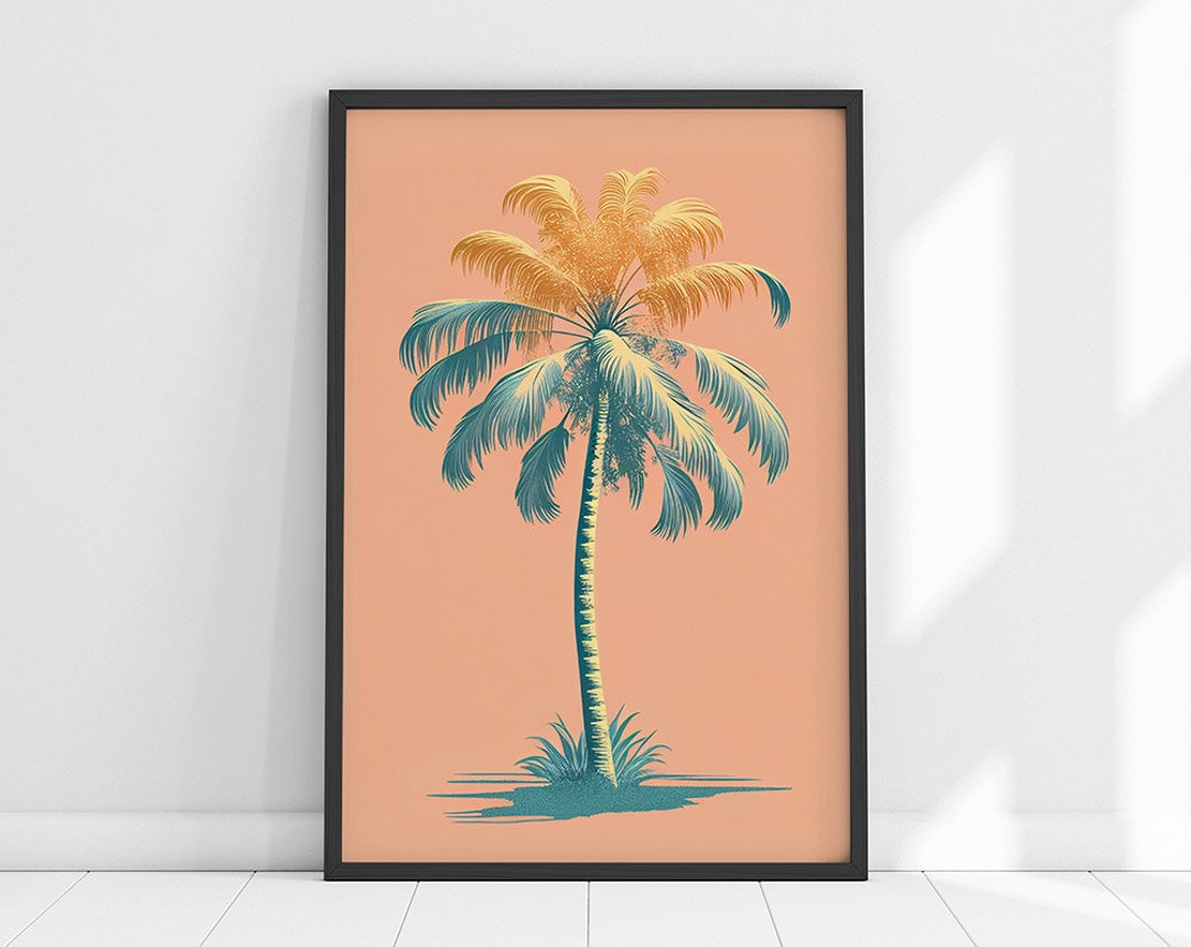 Palm Tree Poster Tropical Art Orange Palm Tree Digital Download Palm ...