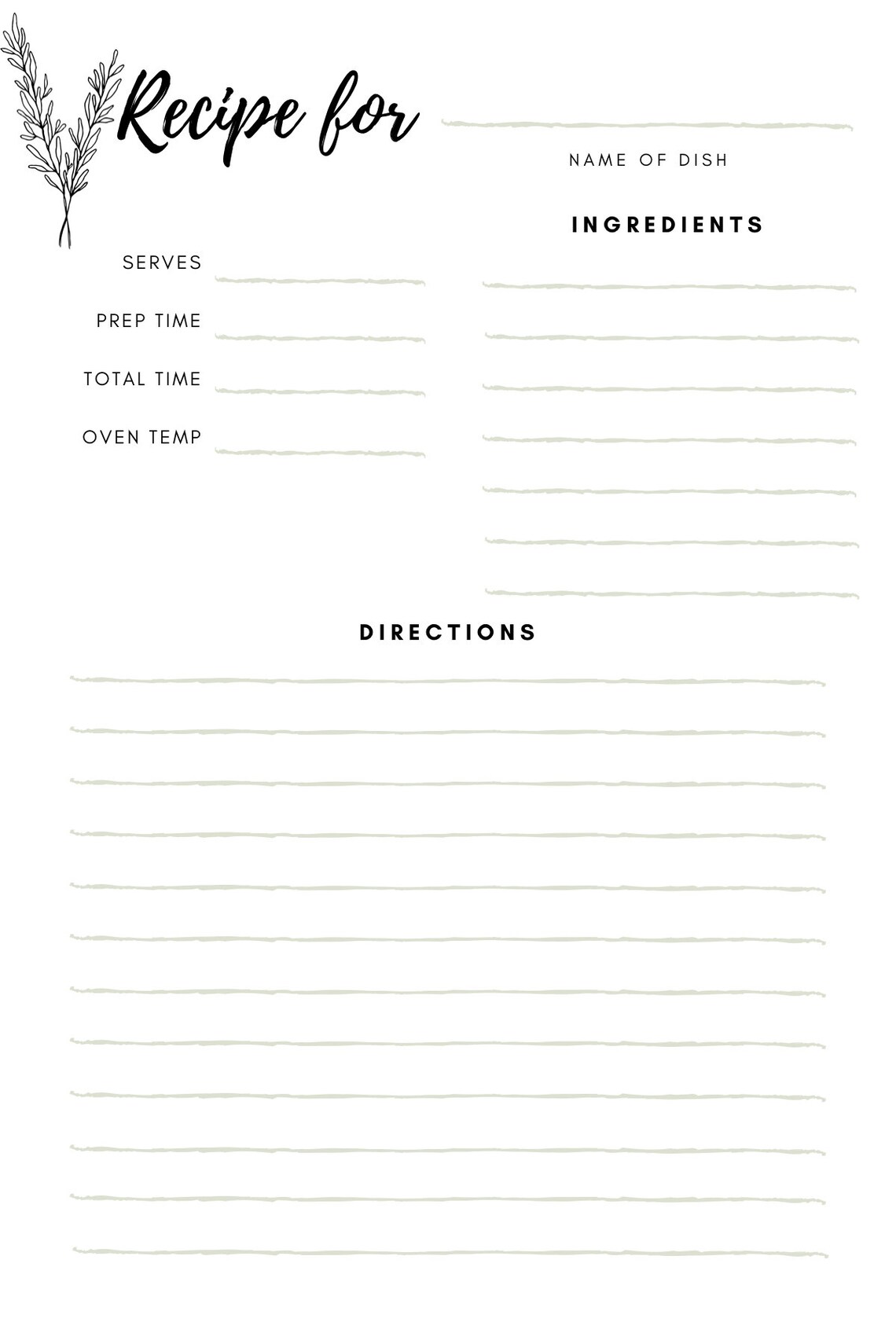 Printable Recipe Sheets | Set of 4 - Etsy