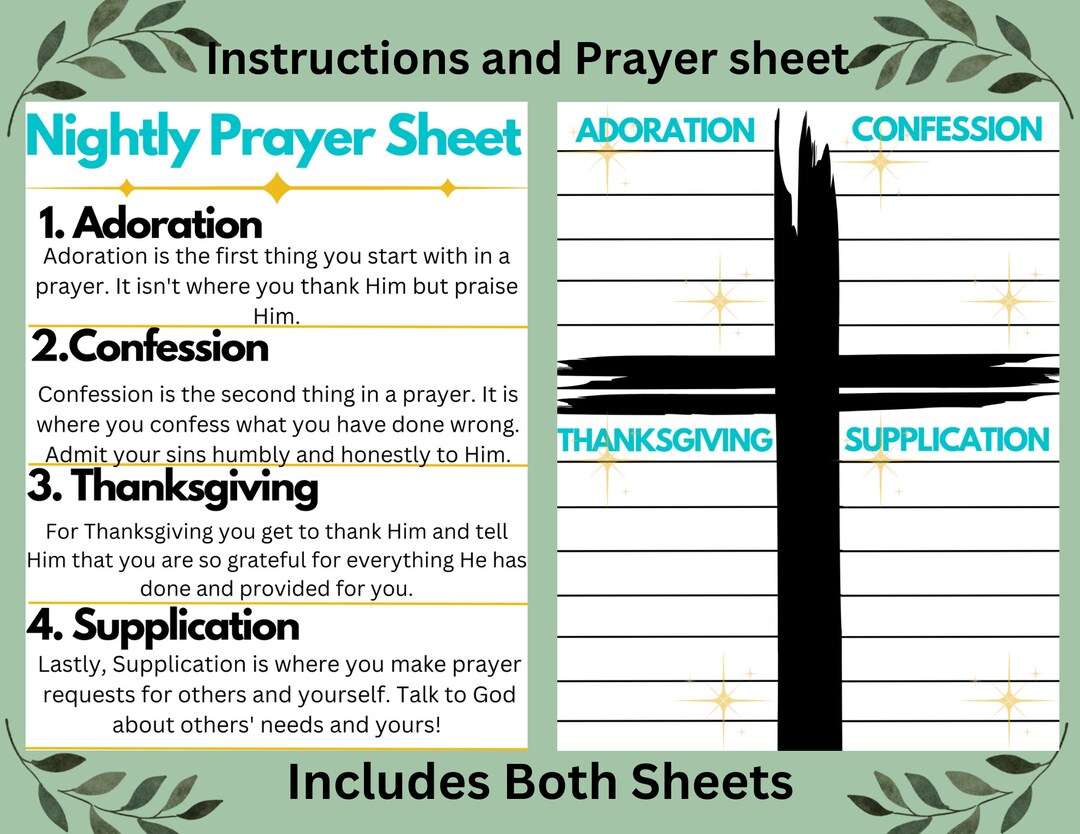 Printable Nightly Prayer Sheet | for Kids and Adults | Works for Home ...