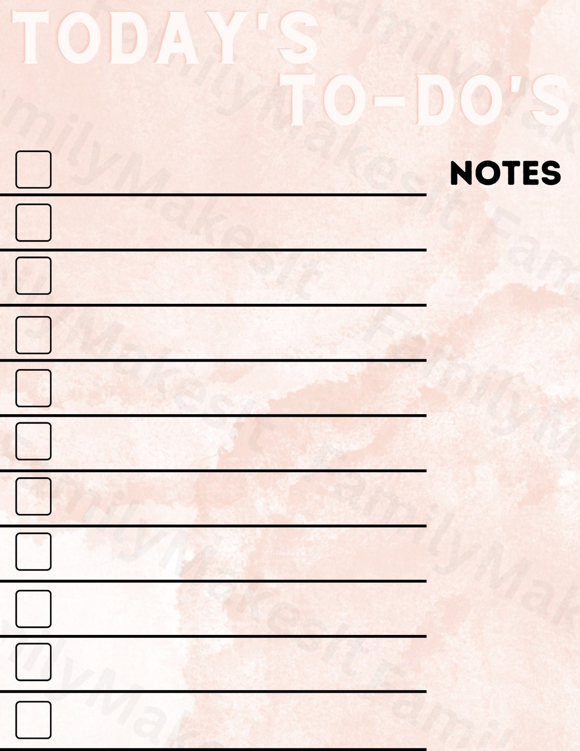 Printable To-do List | With Notes Section - Etsy