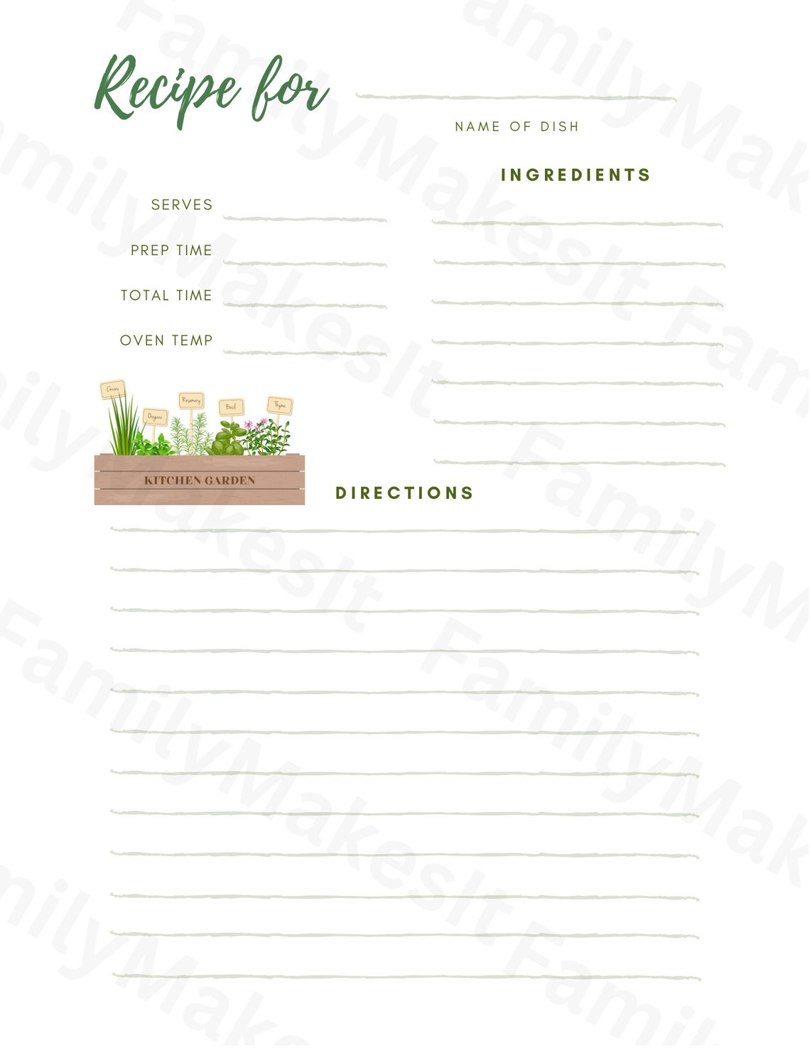 Printable Recipe Sheets | Set of 4 - Etsy