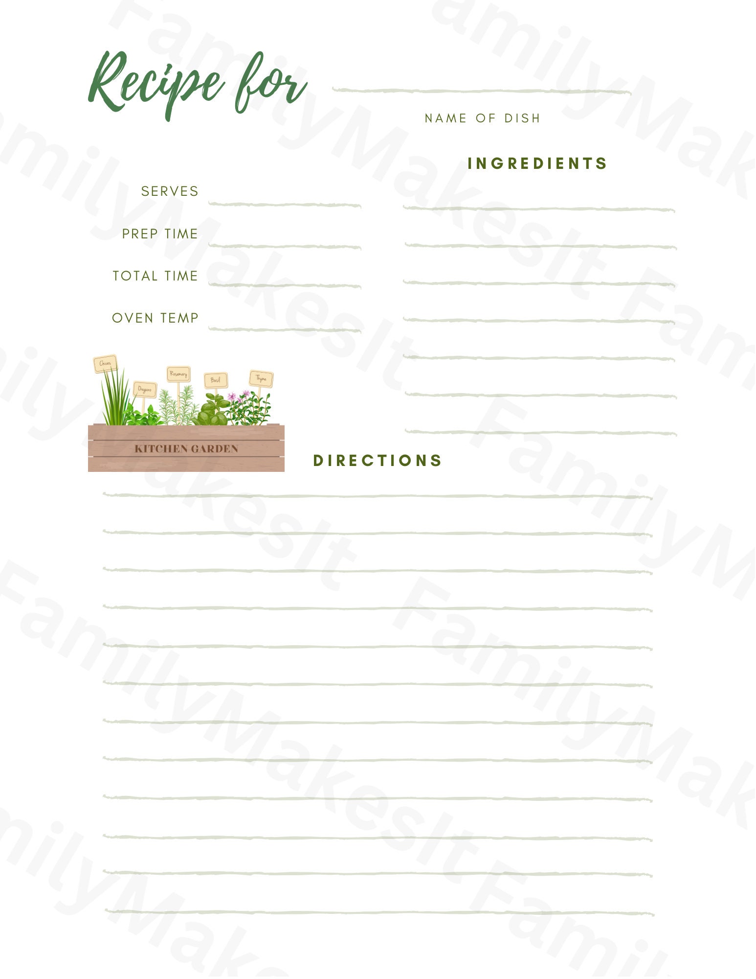 Printable Recipe Sheets | Set of 4 - Etsy