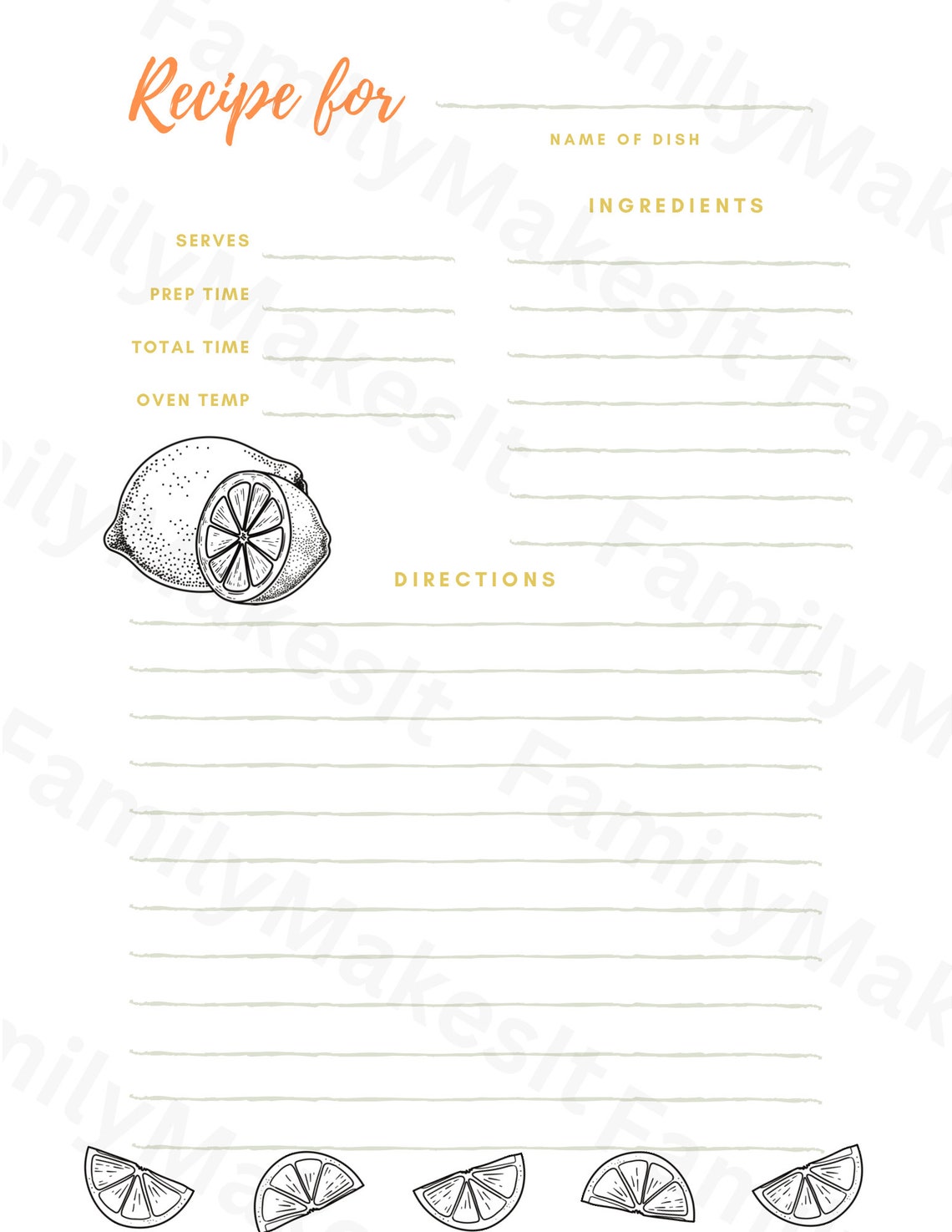 Printable Recipe Sheets | Set of 4 - Etsy