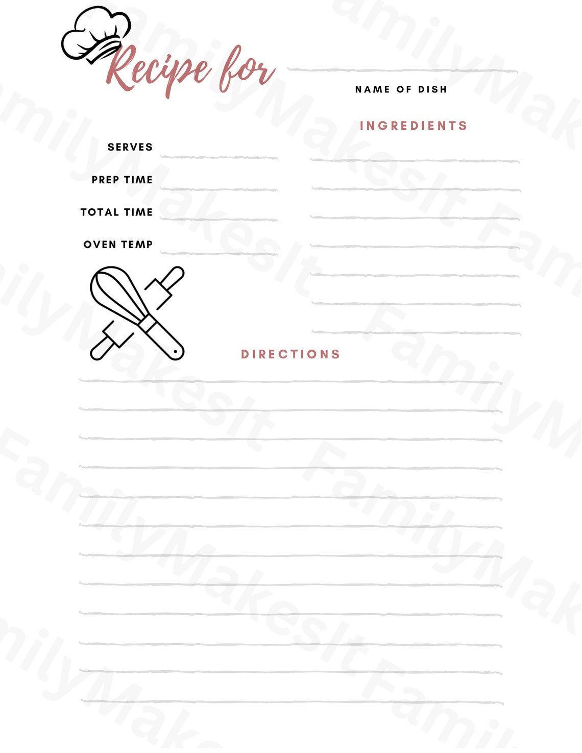 Printable Recipe Sheets | Set of 4 - Etsy