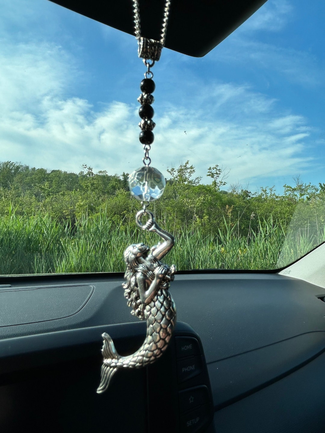 Mermaid, Crystal, Beachy Sun Catcher, Rearview Mirror Car Charm, Beachy ...