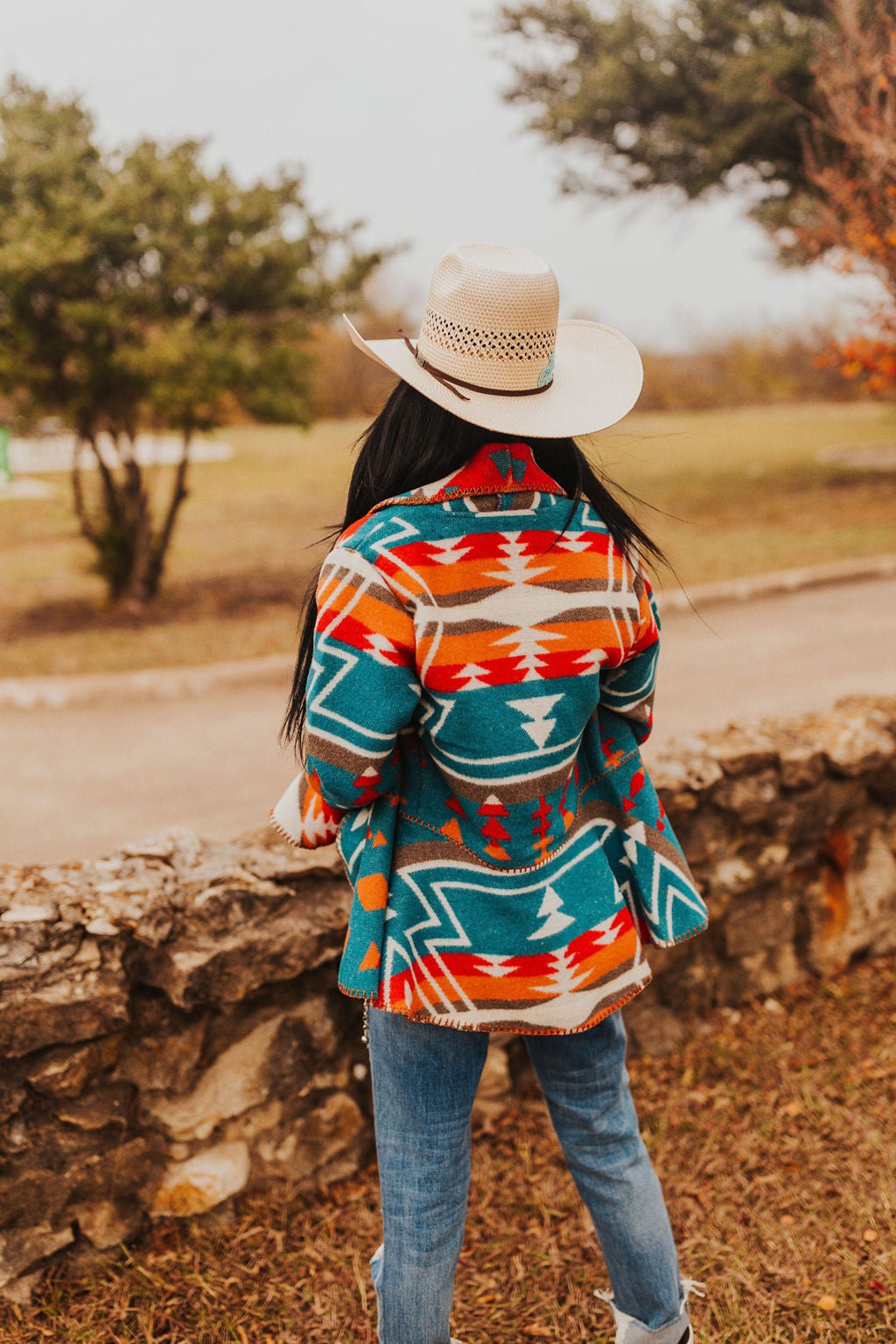 Rustic Teal Aztec Wool Flounce Jacket - Etsy