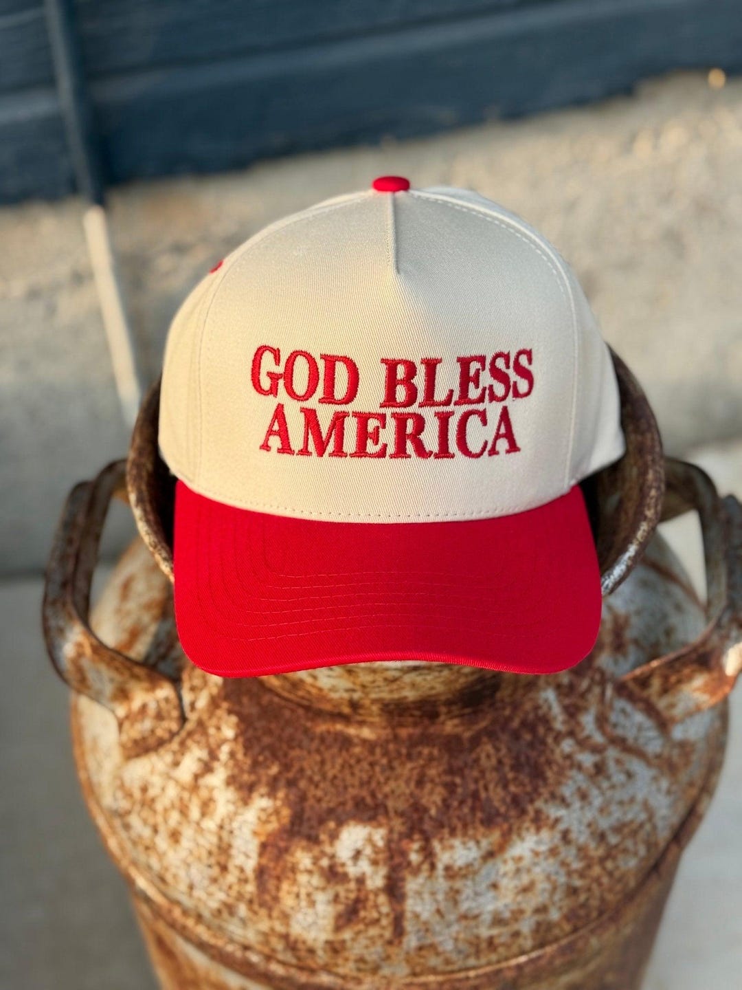 God Bless America Embroidered Trucker Hat - Etsy