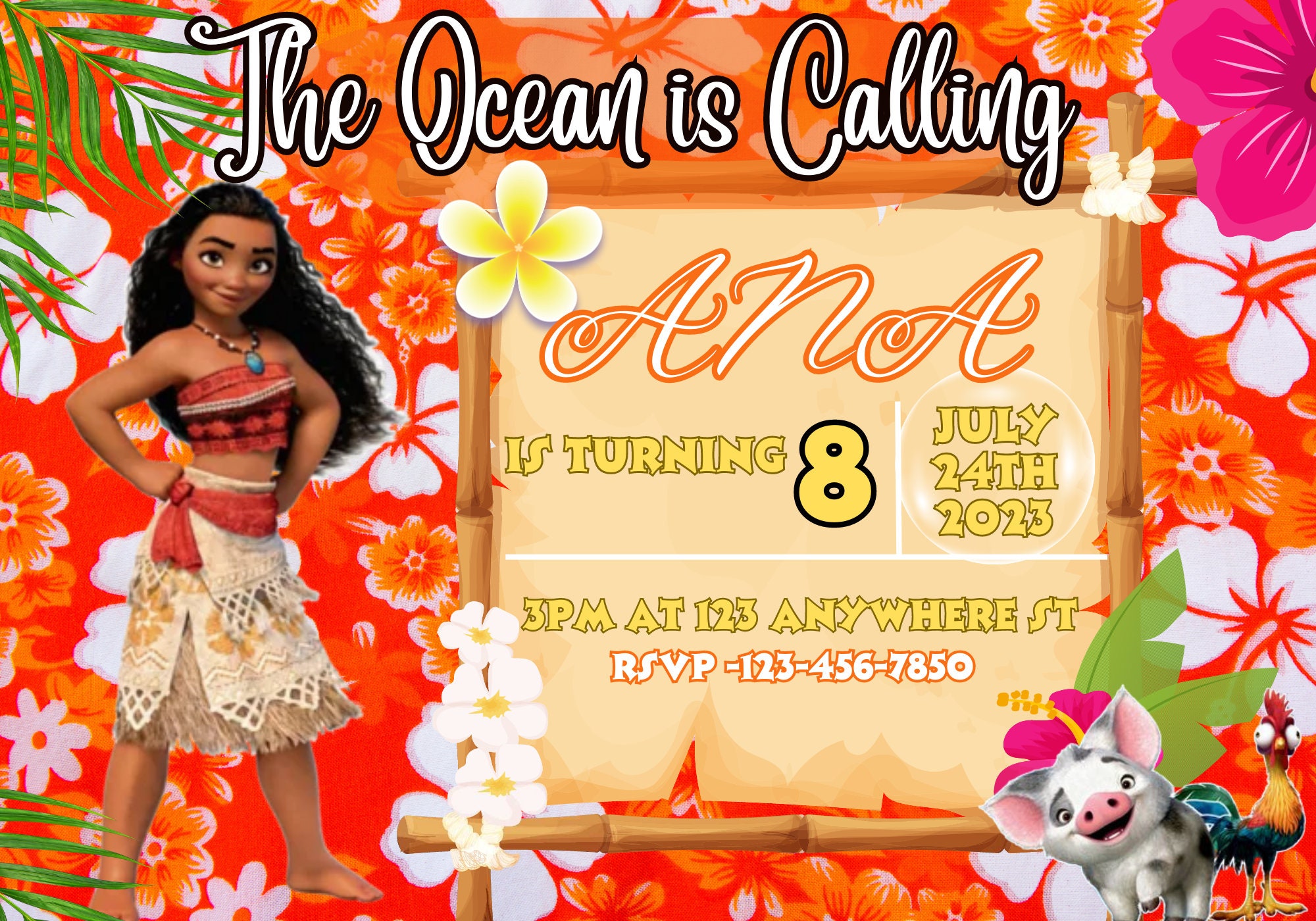 Moana Party Invitation /template Canva - Etsy