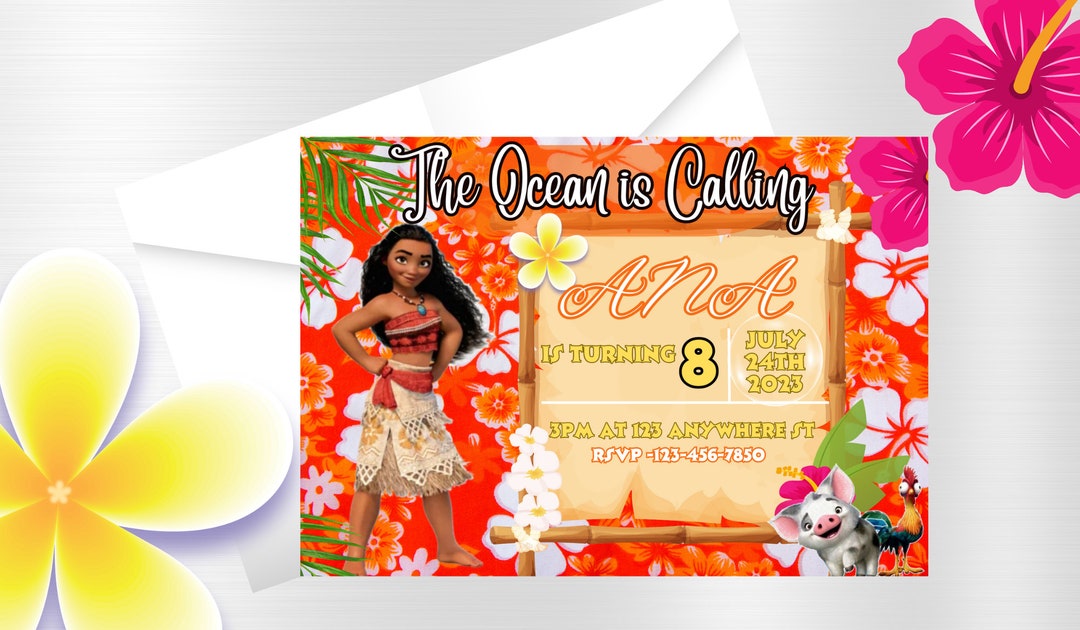 Moana Party Invitation /template Canva - Etsy