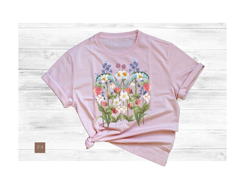 Cottagecore Strawberry Fields PNG, Wildflower Field, Vintage, Floral ...