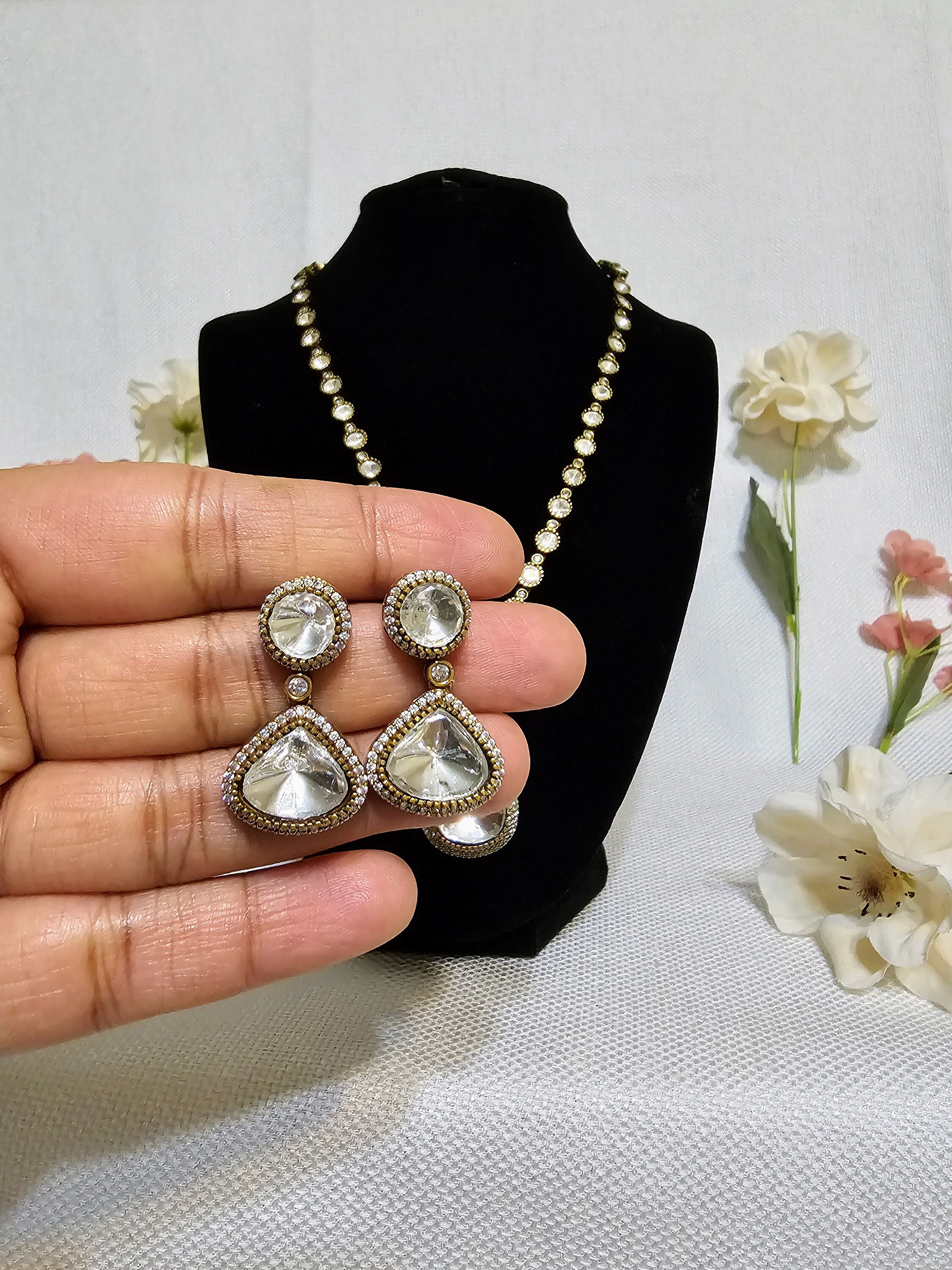 Polki Victorian Jewelry Set Indian Polki Jewelry Set - Etsy