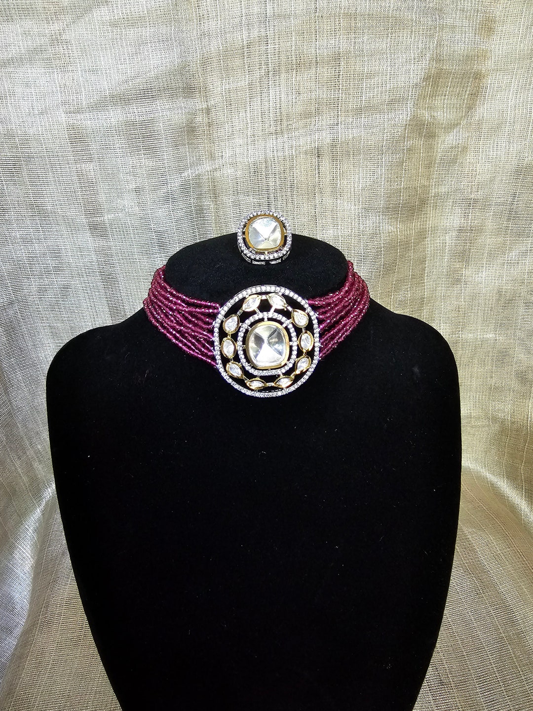 Polki Choker Necklace Small Polki Choker Necklace Indian - Etsy