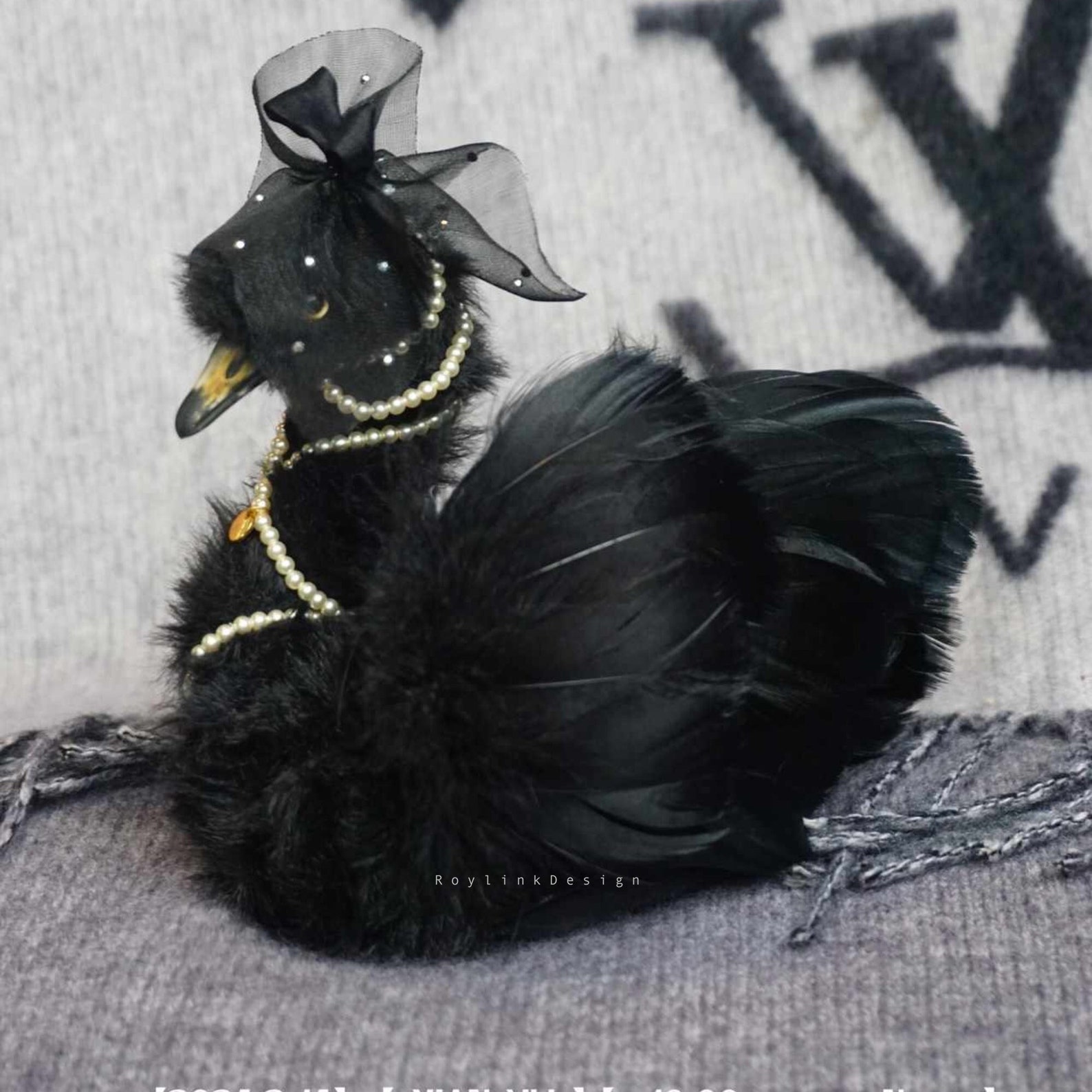 Miniature Black Swan,mini Swan Wool Stem Swan for 1/6 Bjd Doll Like ...
