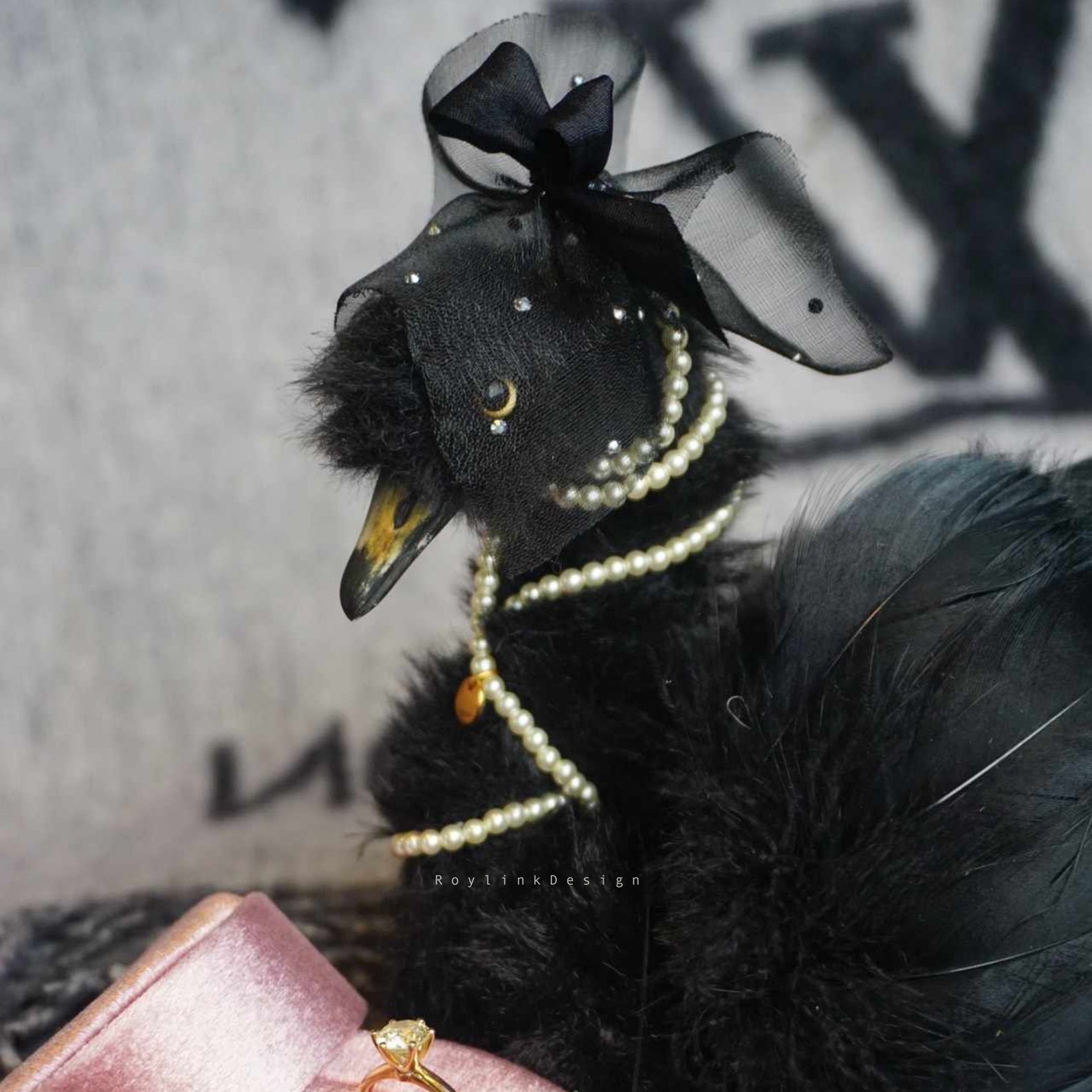 Miniature Black Swan,mini Swan Wool Stem Swan for 1/6 Bjd Doll Like ...