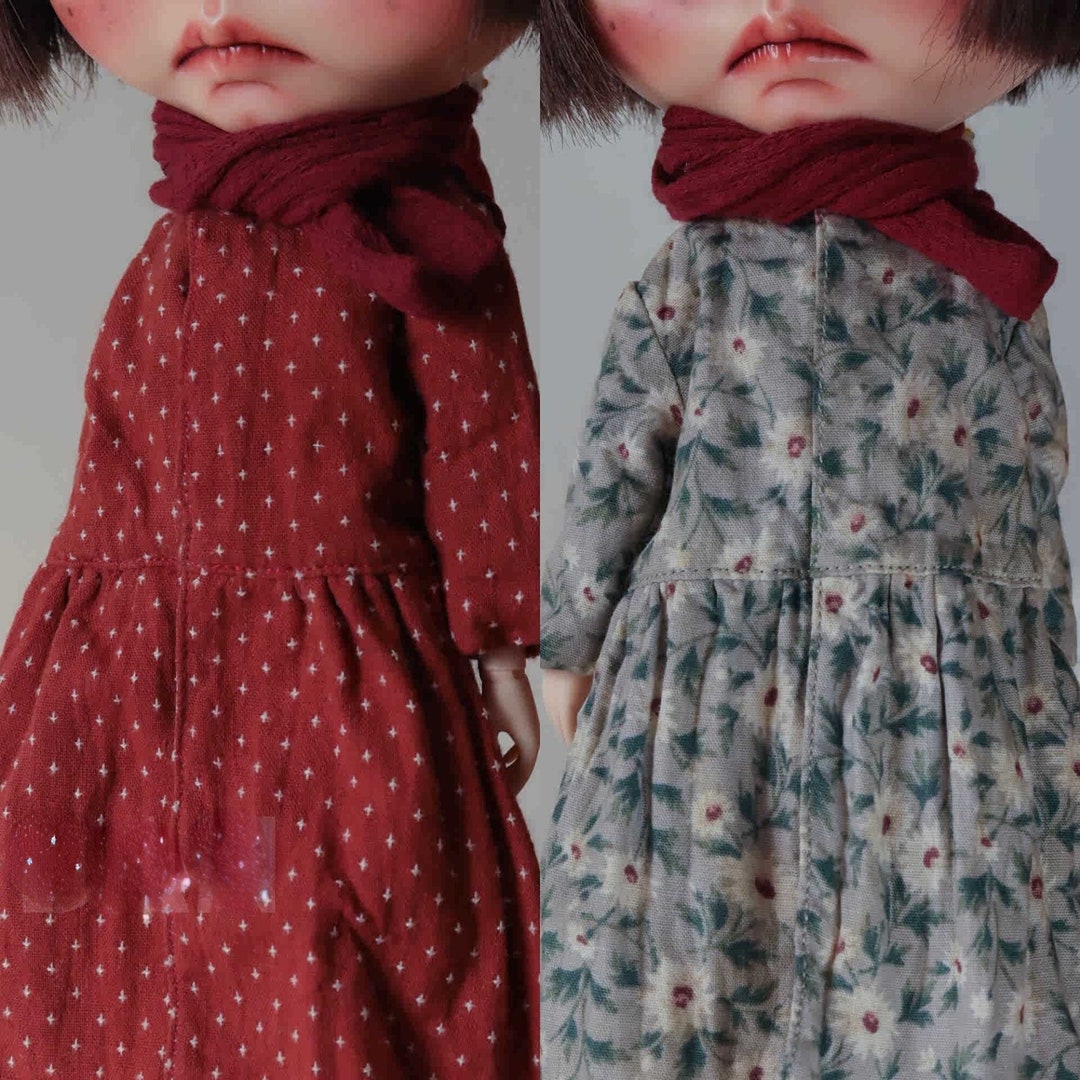 2 Color Vintage Long Dress+scarf Neo Blythe Doll Clothes Ob24 Ob22 ...