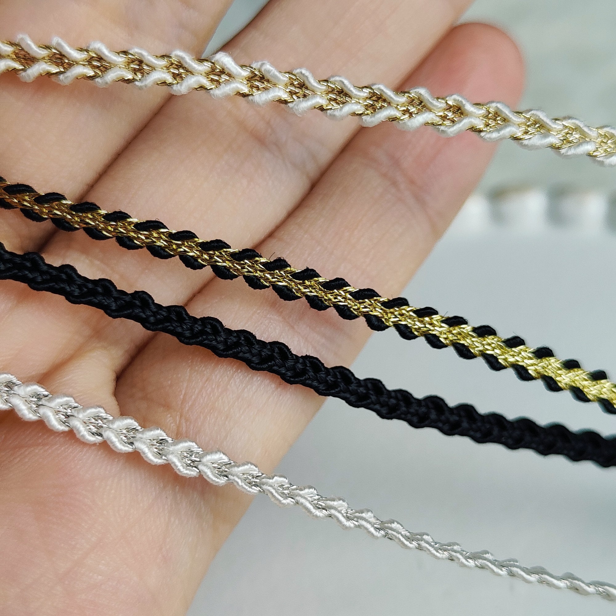 2 Yards 3mm/0.12 Tiny Gold and Silver Braid Trim Lace - Etsy