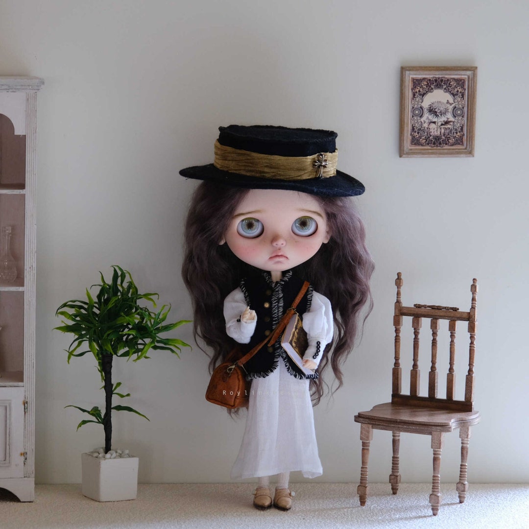 Vintage Black Vest+white Long Dress Neo Blythe Doll Clothes Ob24 Ob22 ...