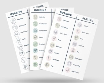 Morning and Evening Routine Chart for Kids - Etsy