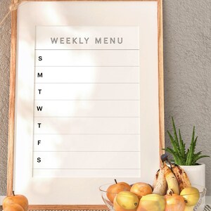 Printable Weekly Menu, Digital Menu, Meal Planning Board, Printable ...