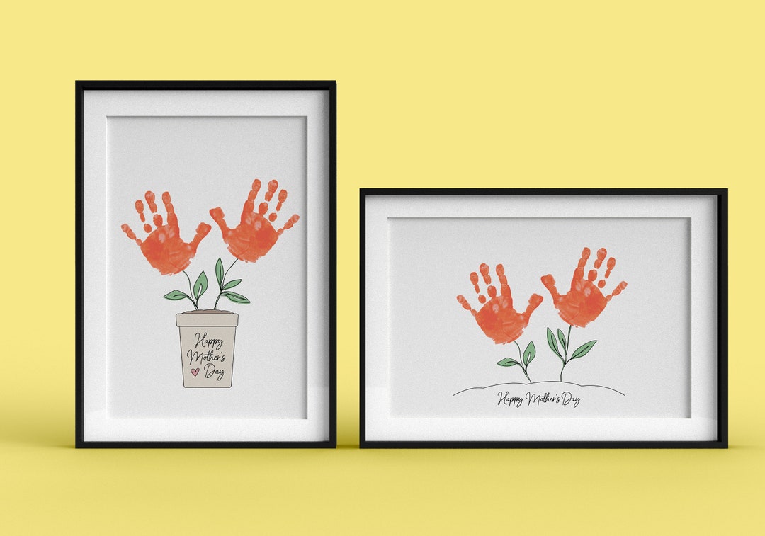 Mother's Day Flower Handprint Bundle, Personalized Mother's Day Gift ...