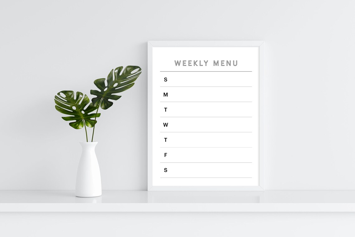 Printable Weekly Menu, Digital Menu, Meal Planning Board, Printable ...