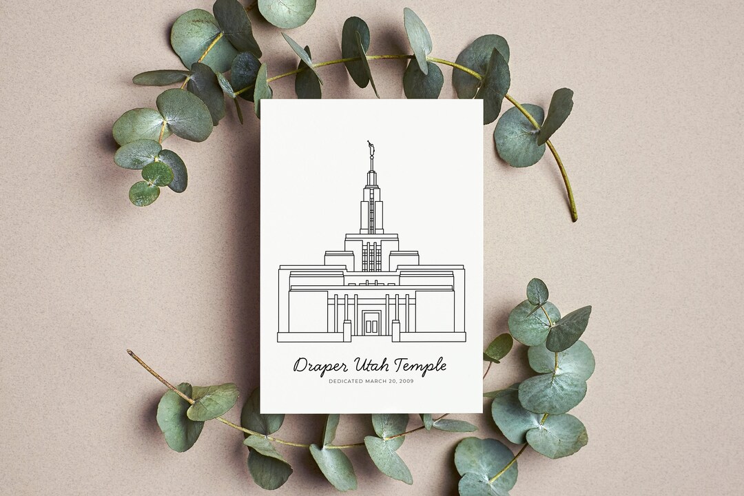 Draper Utah Temple Line Art Print, LDS Wedding Gift (digital Download ...