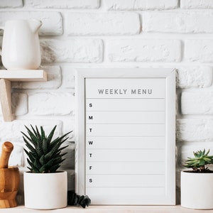 Printable Weekly Menu, Digital Menu, Meal Planning Board, Printable ...