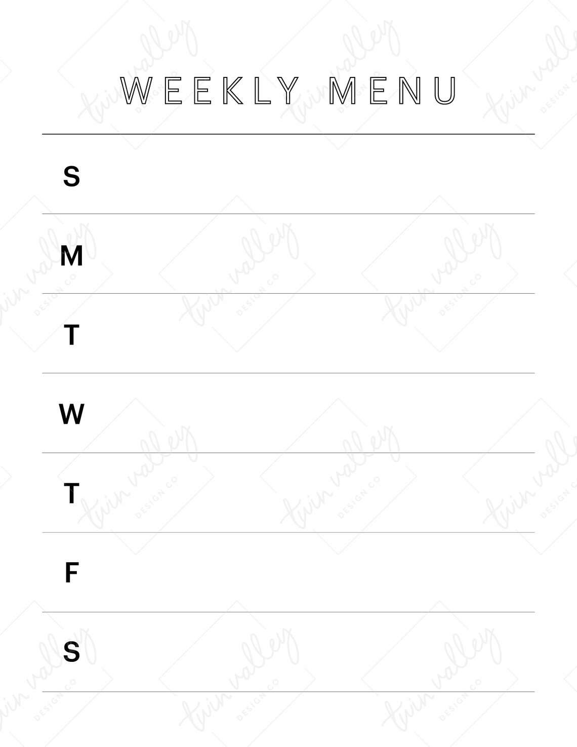 Printable Weekly Menu, Digital Menu, Meal Planning Board, Printable ...