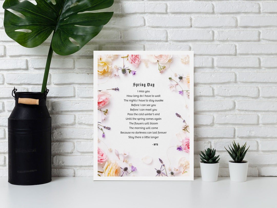 BTS Spring Day Poster, Spring Day BTS, Spring Day Lyrics Poster, BTS ...