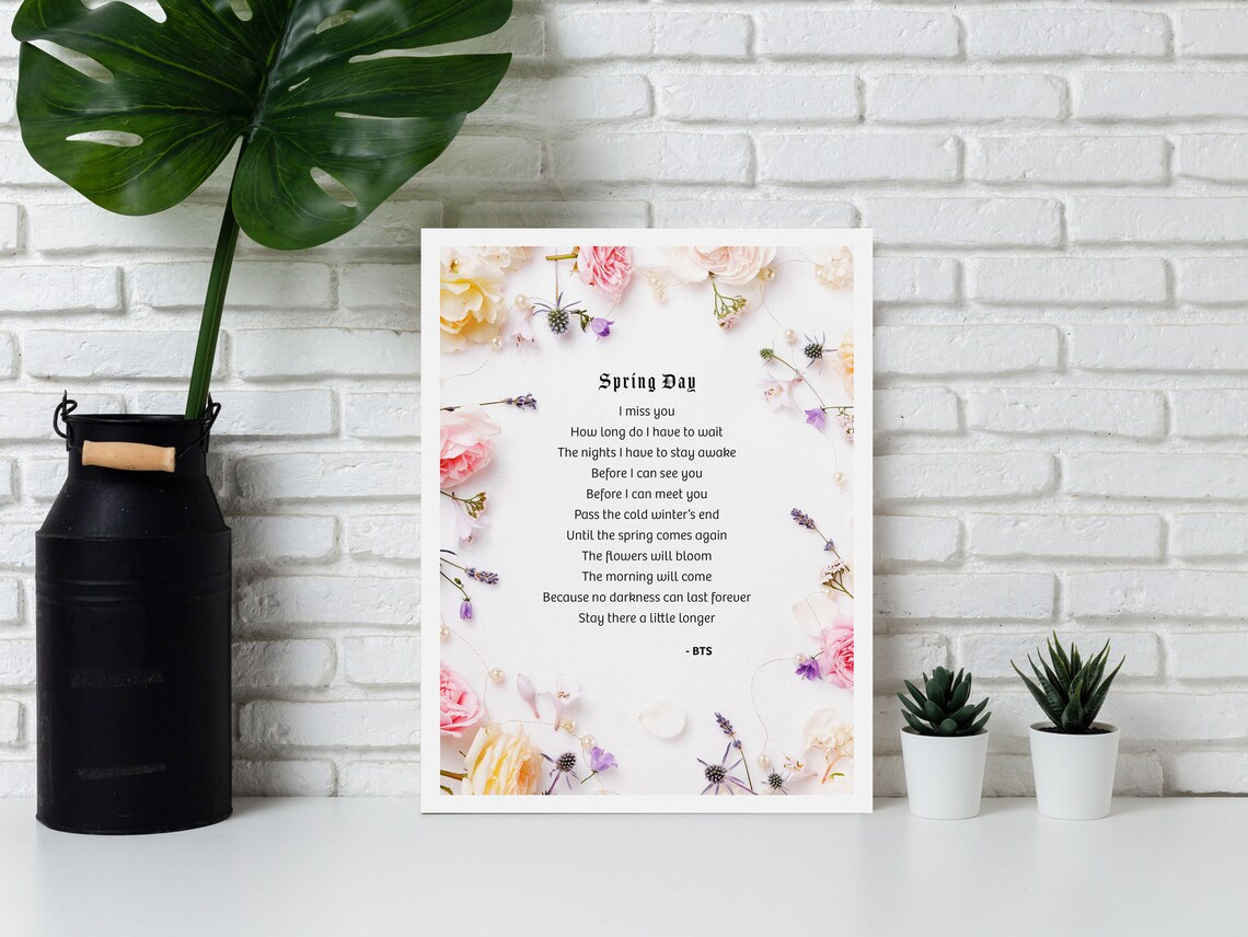 BTS Spring Day Poster, Spring Day BTS, Spring Day Lyrics Poster, BTS ...
