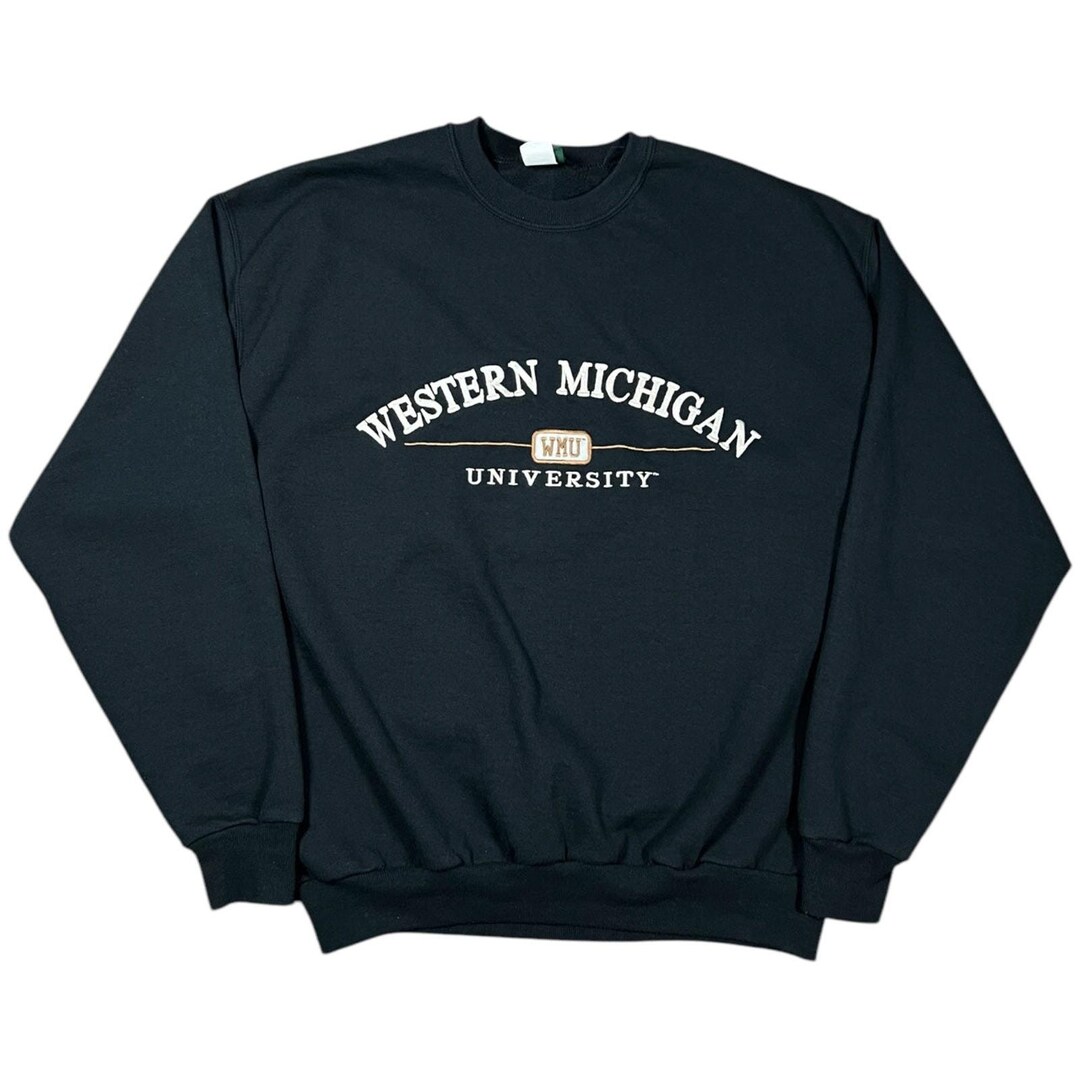 Vintage Western Michigan University Black Embroidered Crewneck ...
