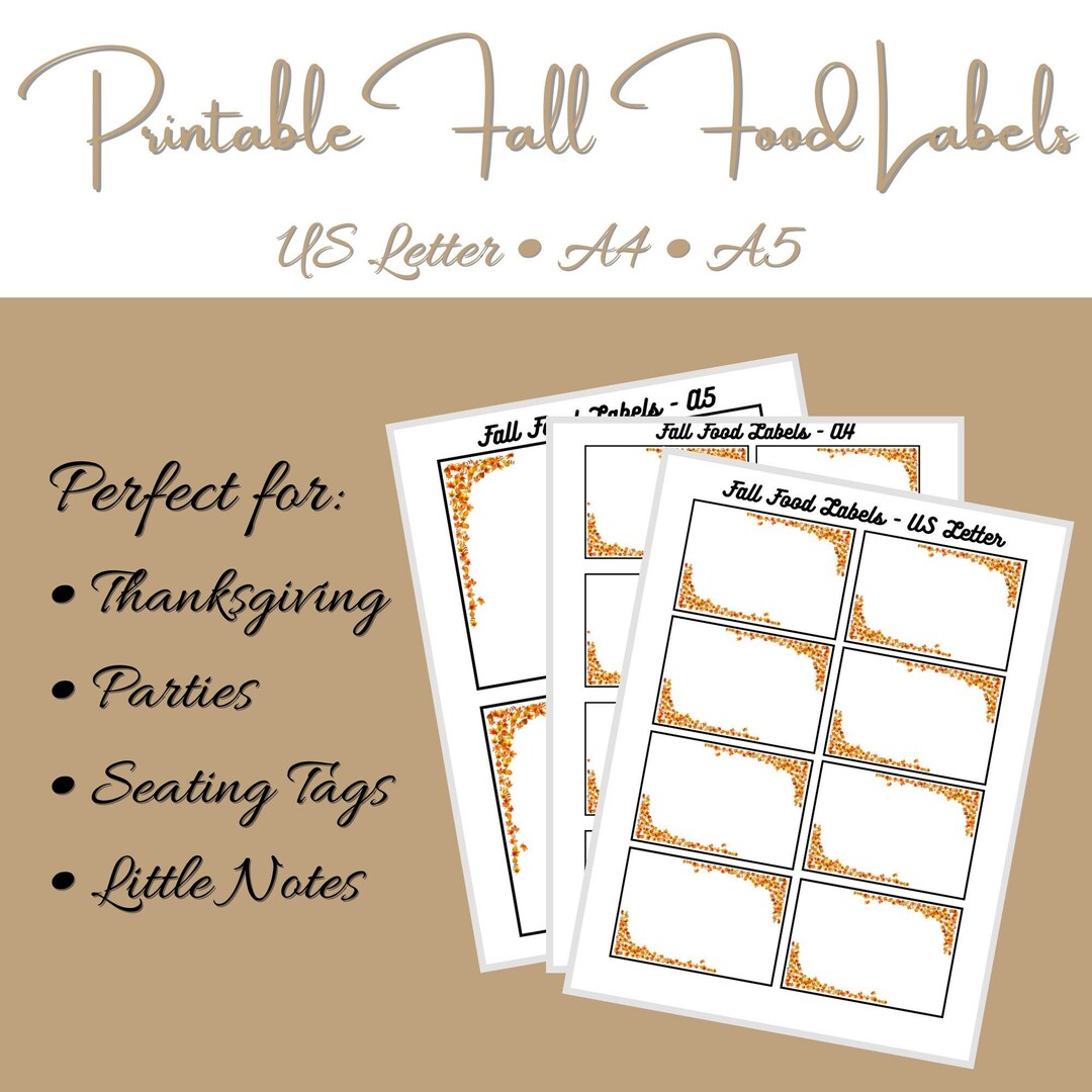 Printable Fall Food Labels - Etsy