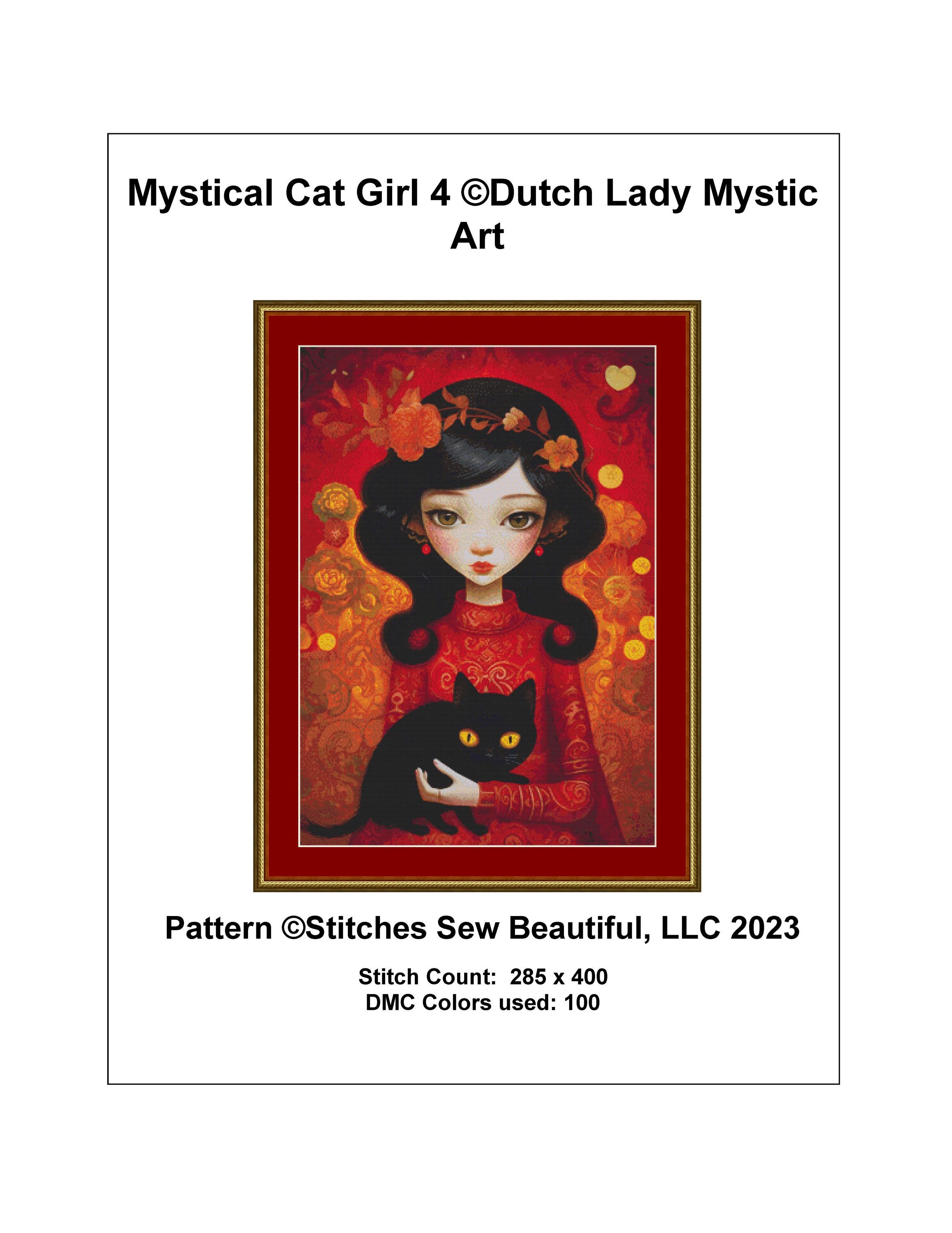 Mystical Cat Girl 4 Cross Stitch Pattern by Dutchladymysticart (digital ...