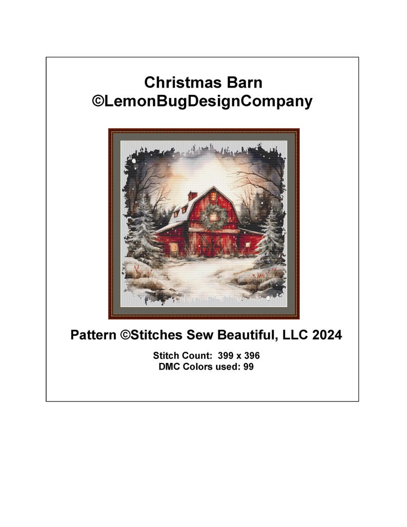 Christmas Barn Counted Cross Stitch Pattern by Lemonbugdesigncompany ...