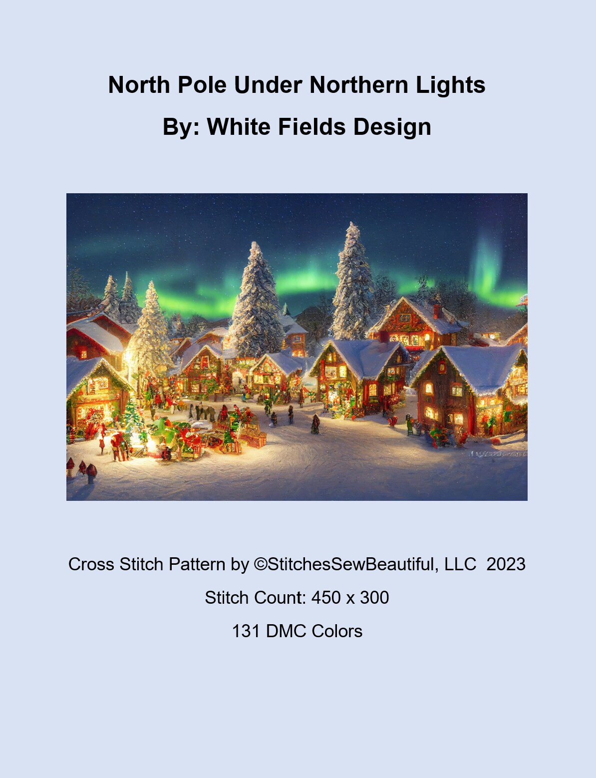 North Pole Under Northern Lights Cross Stitch Pattern by - Etsy