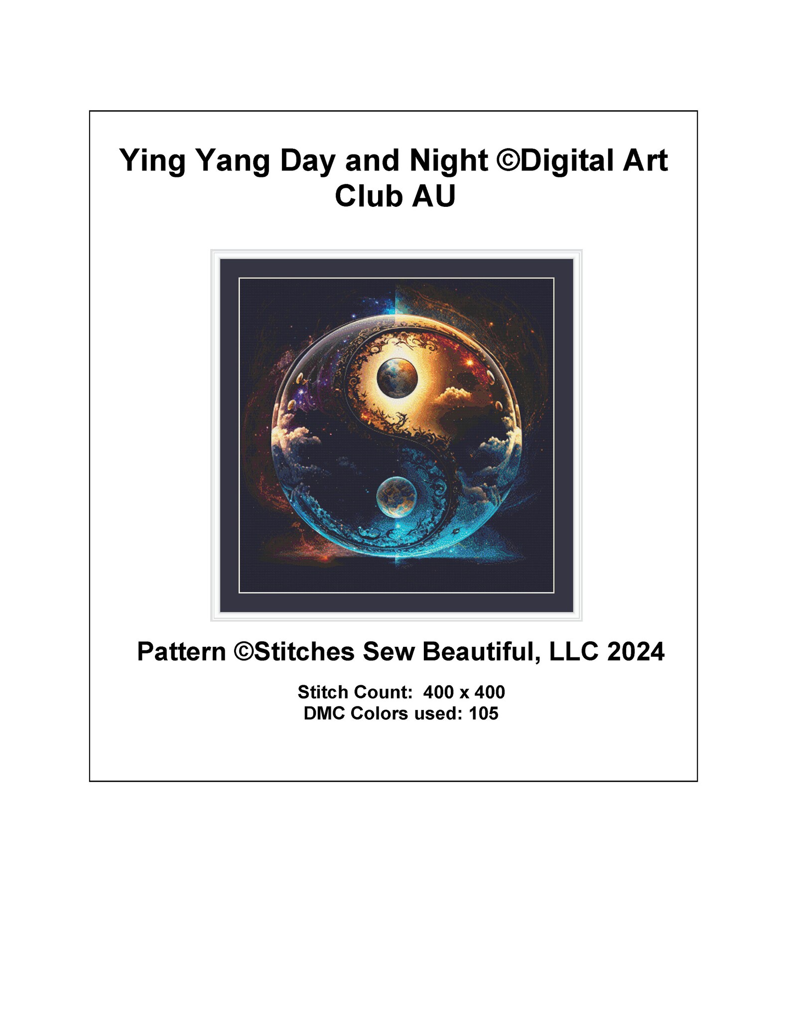 Ying Yang Day and Night Cross Stitch Pattern by Digitalartclubau ...