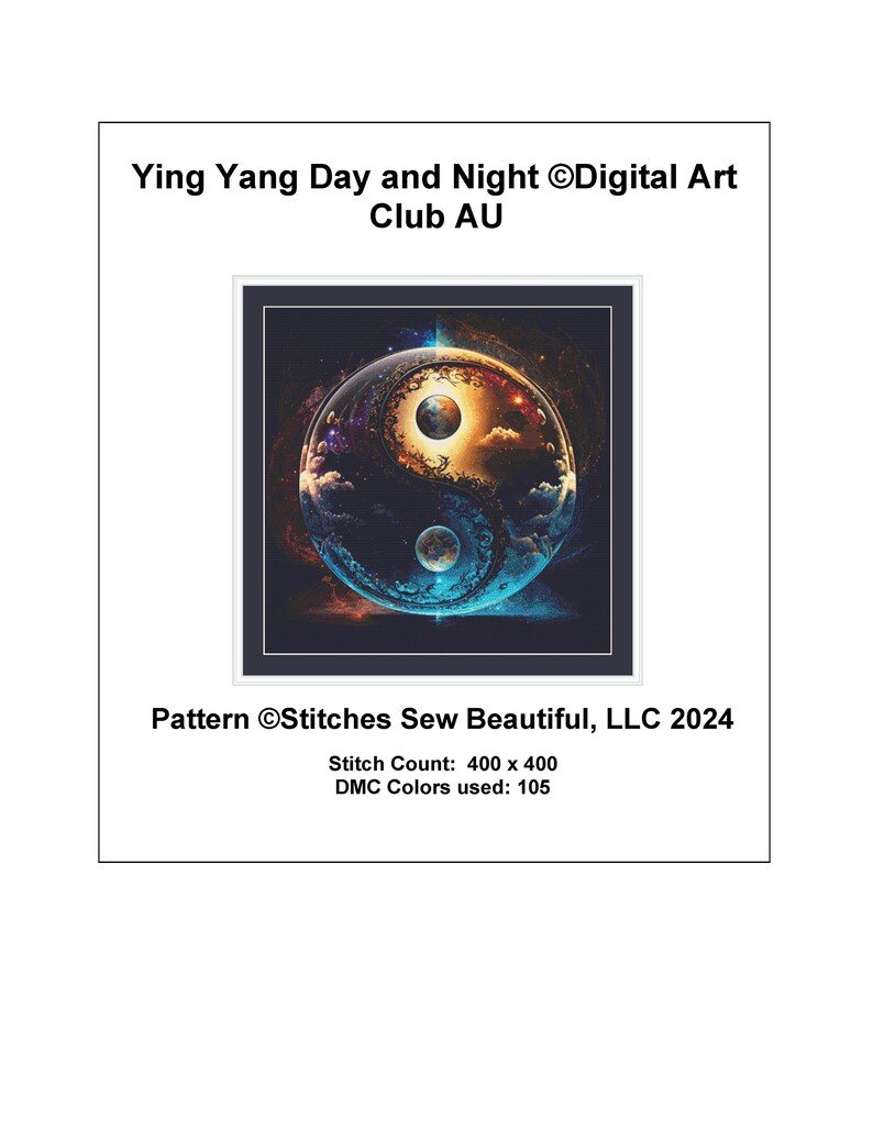 Ying Yang Day and Night Cross Stitch Pattern by Digitalartclubau ...