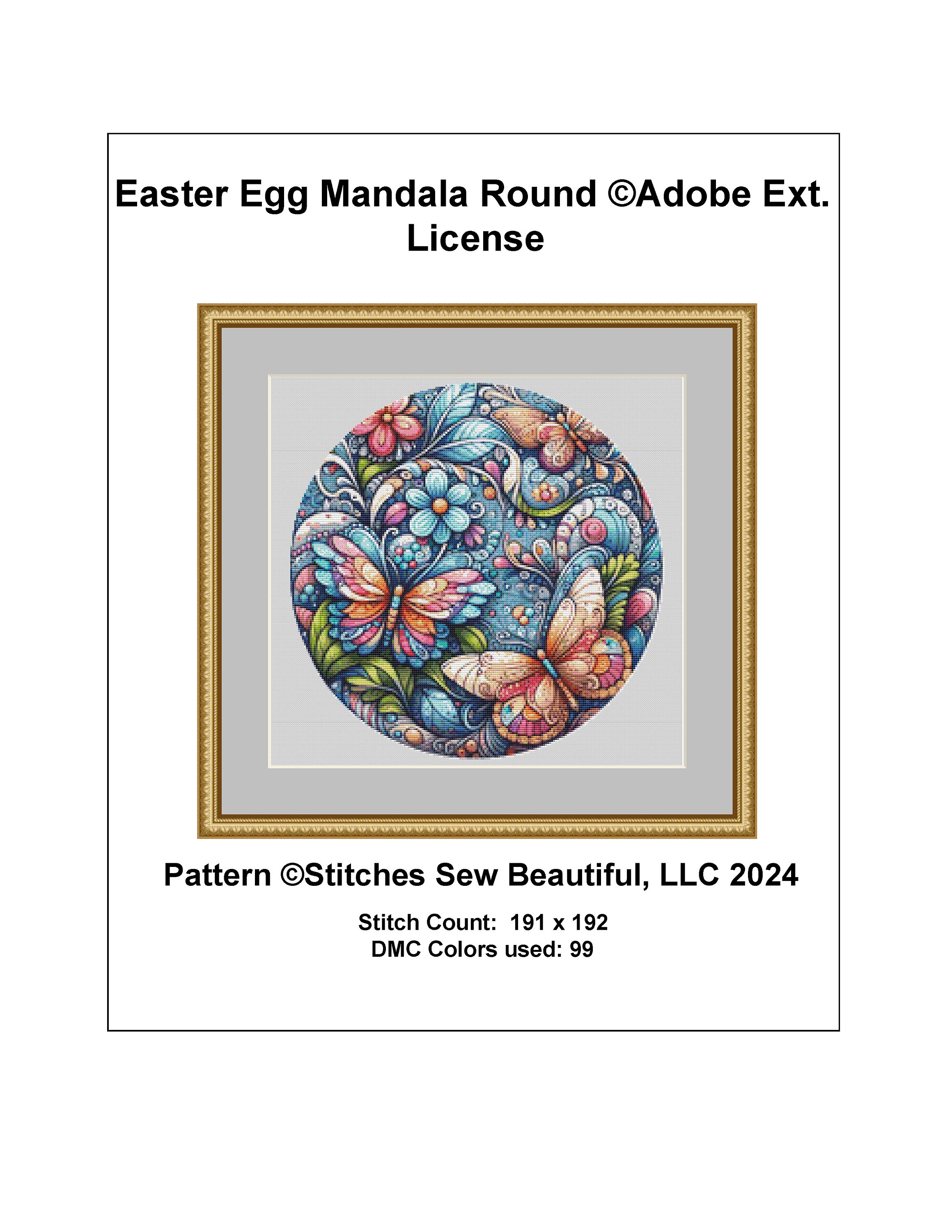 Easter Egg Mandala (round)[adobe Ext. License] Cross Stitch Pattern by ...
