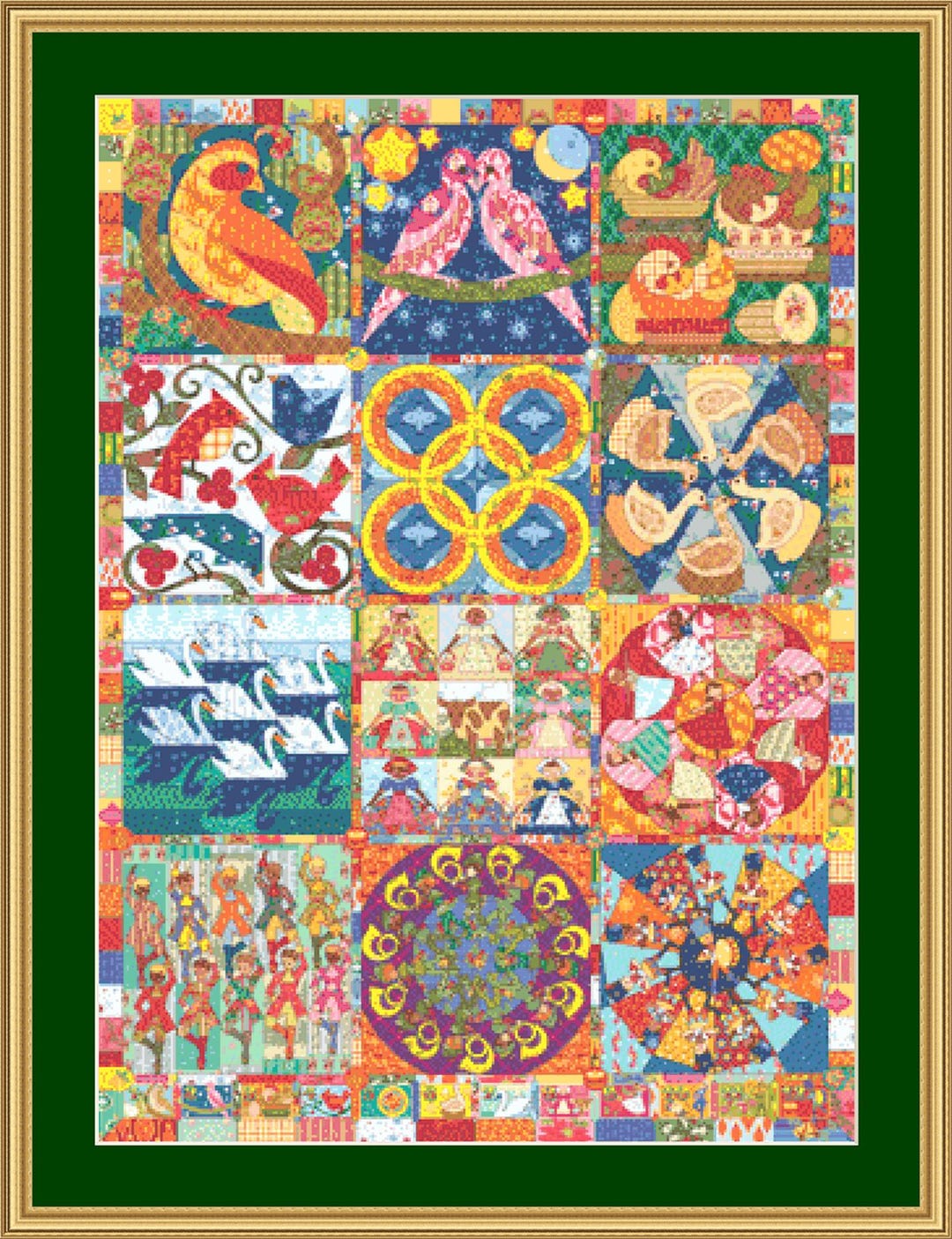 Twelve Days Quilt Counted Cross Stitch Pattern by Cobble Hill Puzzle ...