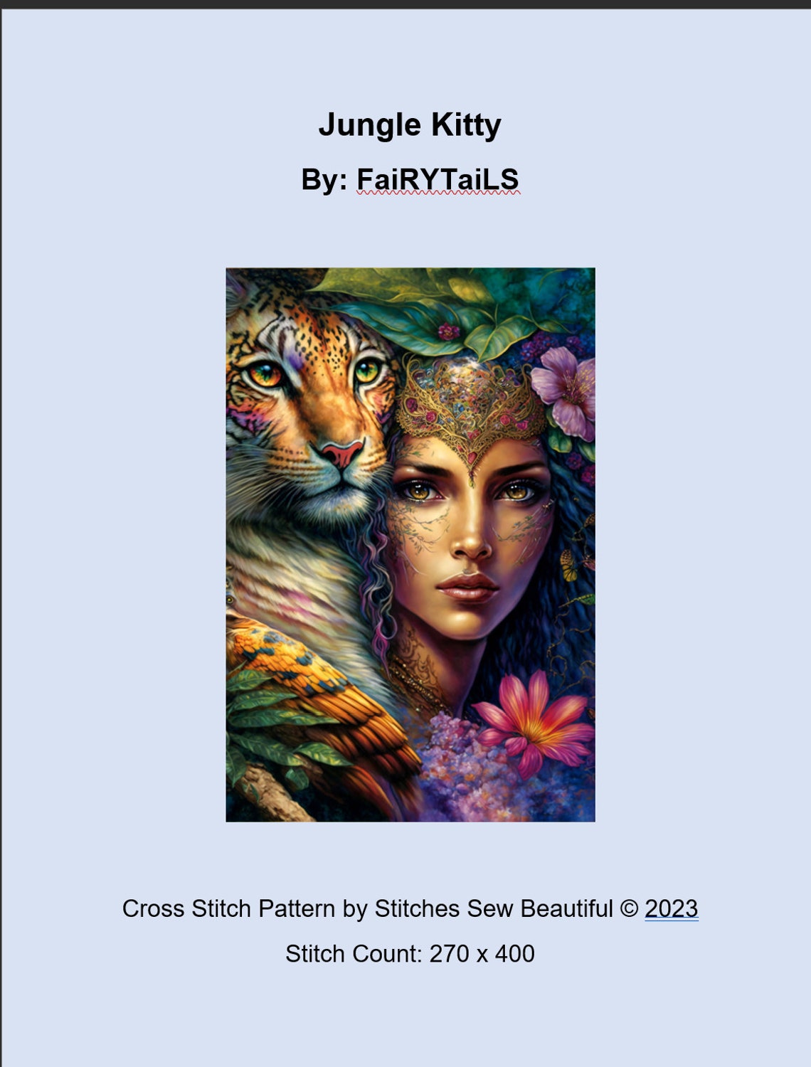 Jungle Kitty Cross Stitch Pattern by Fairytails digital - Etsy