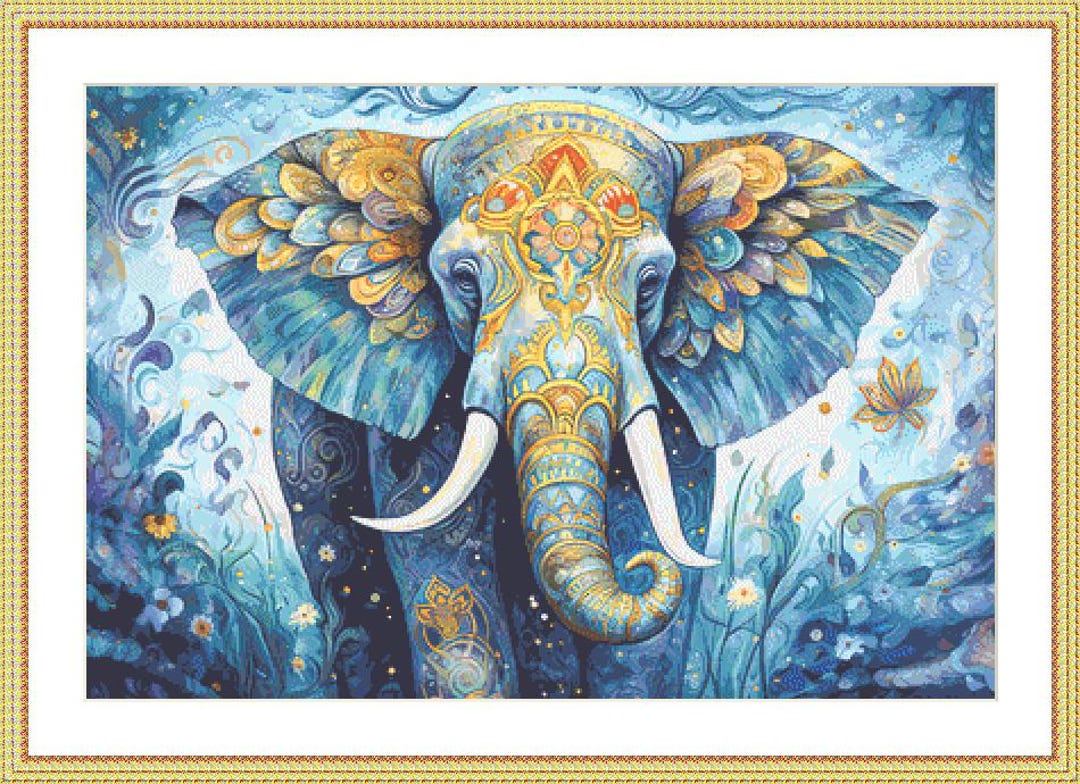 Pastel Mystic Elephant Counted Cross Stitch Pattern ©adobe Ext. License ...