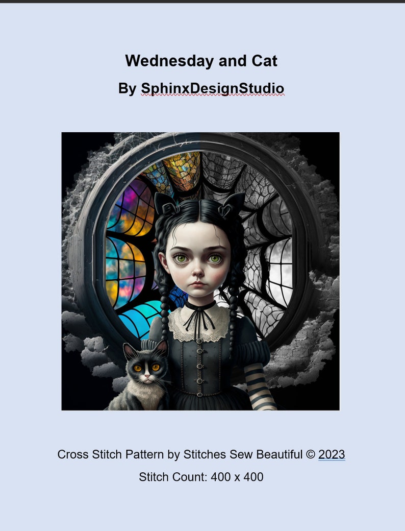 Wednesday and Cat Cross Stitch Pattern by Sphinxdesignstudio - Etsy