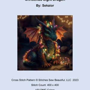 Christmas Light Dragon Cross Stitch Pattern by Sekaior digital Format ...